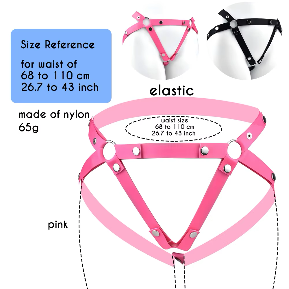 Triple-Support Elastic Strap for Chastity Cage Belt Male Cock Cage Harness - Black/Pink ...