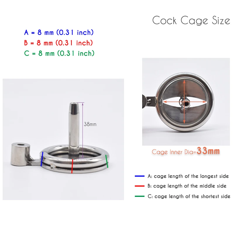 Flat Chastity Cage with Urine Hole/Metal Catheter and Strap Chastity ...