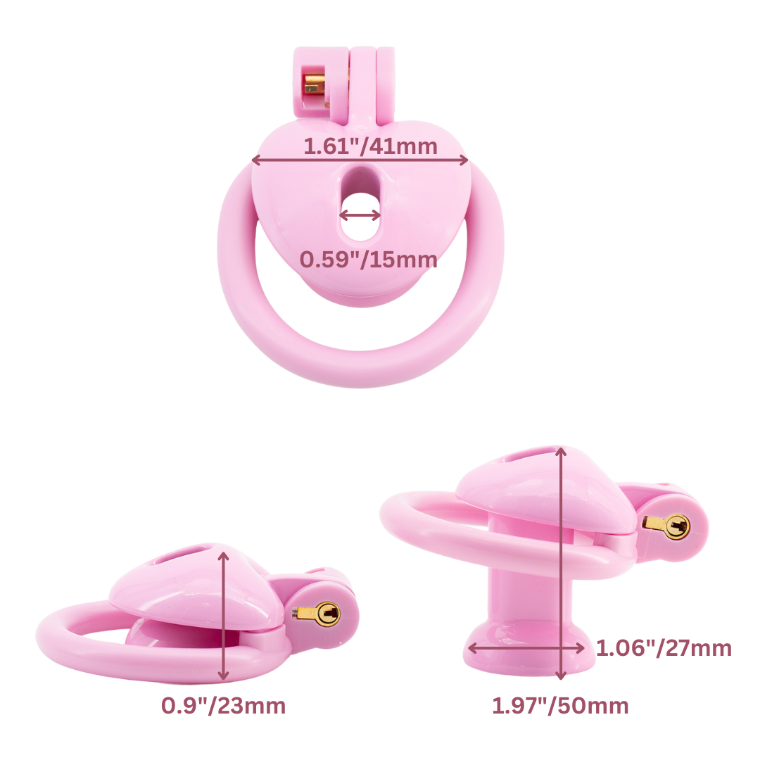 Black/Pink Heart-Shaped Flat & Inverted Chastity Cage Lightweight ...