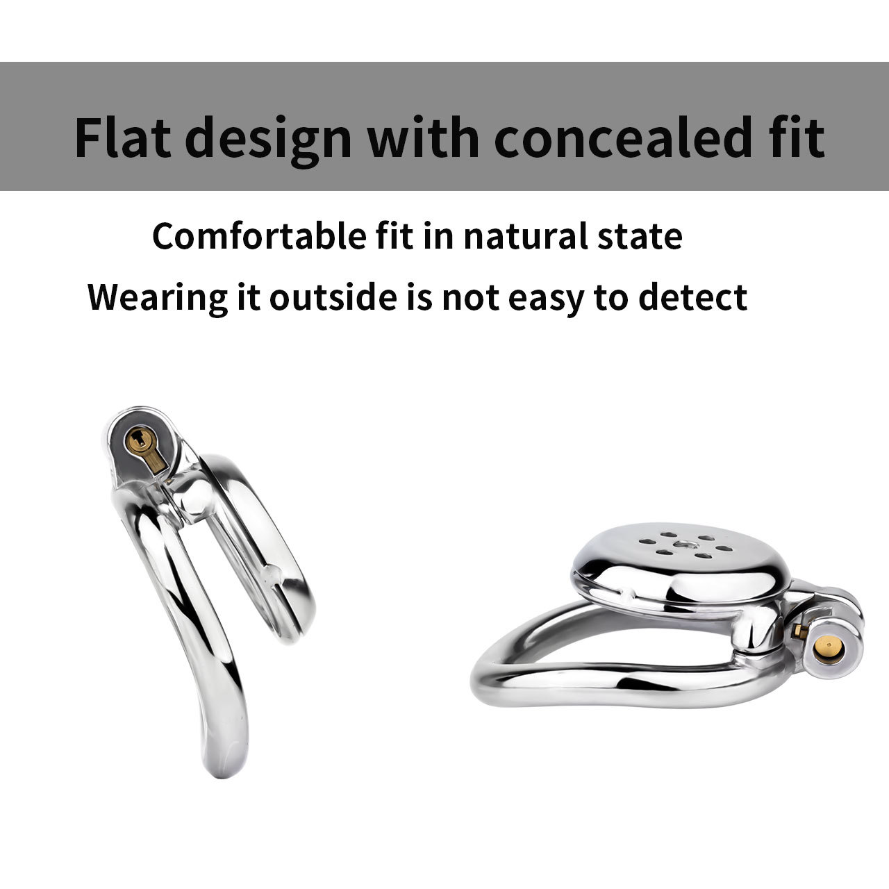 Metal Wrapped Flat Chastity Cage Discreet Penis Cage with Belt for Men ...