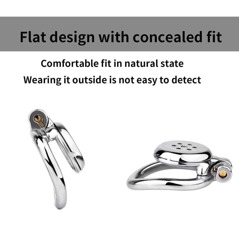 Metal Wrapped Flat Chastity Cage Discreet Penis Cage with Belt for Men ...