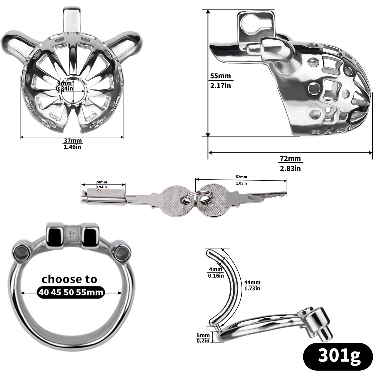 Cage de chasteté en acier inoxydable pour homme, verrouillable, type ...